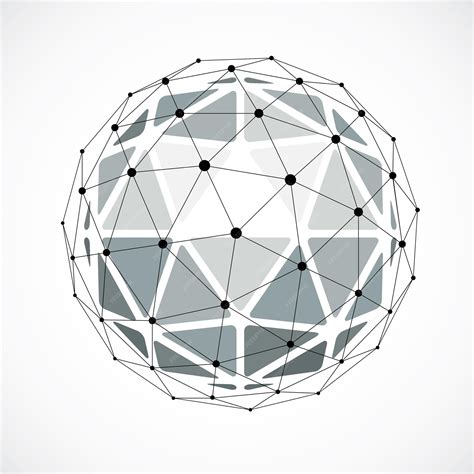 Premium Vector Perspective Technology Shape With Black Lines And Dots Connected Polygonal