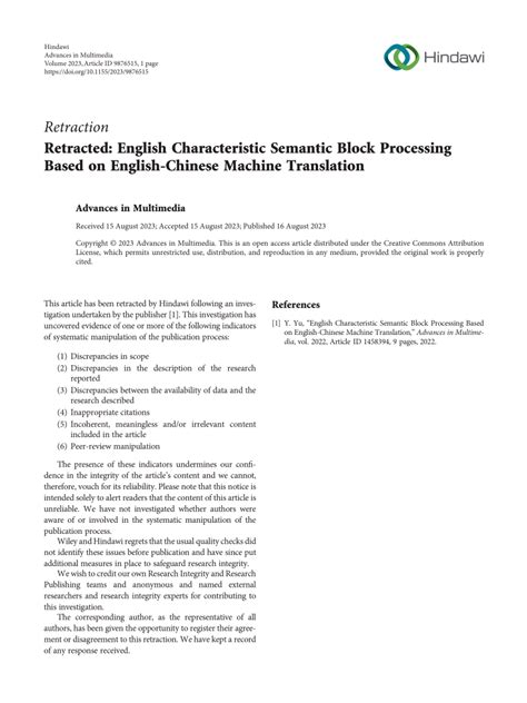 Pdf Retracted English Characteristic Semantic Block Processing Based On English Chinese