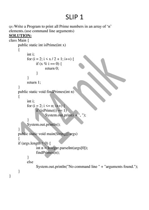 Solved JAVA SLIP Q Write A Program To Print All Prime Numbers In An Array Of N