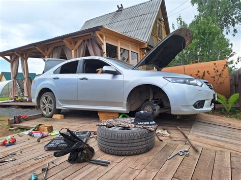 Передние стойки. Рулевые наконечники. Болт. — Honda Accord (8G), 2 л ...