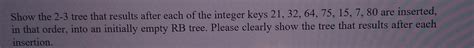 Solved Show The 2−3 Tree That Results After Each Of The