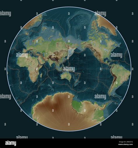 Okhotsk Tectonic Plate On The Wiki Style Elevation Map In The Lagrange Projection Centered
