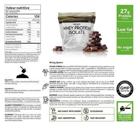 Bulk Whey Isolate Protein 100 Premium Canadien Powder Pure Bulk