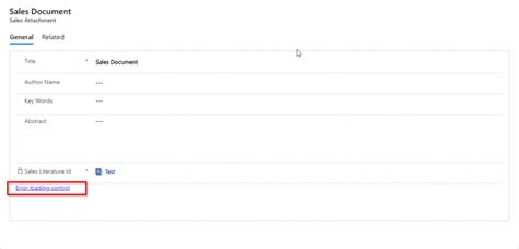 How To Resolve Error Loading Control On Sales Literature Attachment