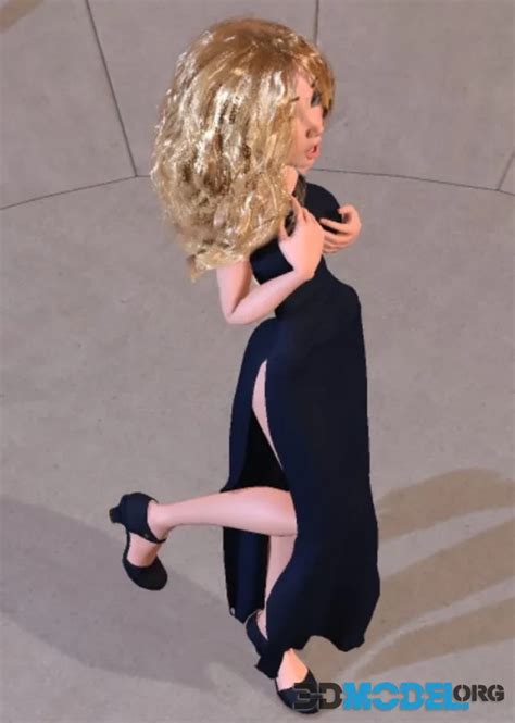 3d Model Anika Blonde Girl In Evening Dress Pbr
