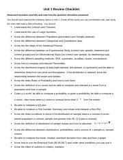 Unit Review Checklist Docx Unit Review Checklist Read Each Question Carefully And Note How