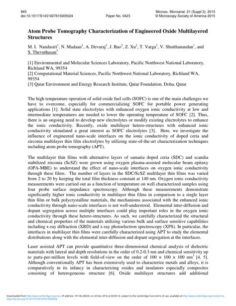 Pdf Atom Probe Tomography Characterization Of Engineered Oxide Multilayered Structures