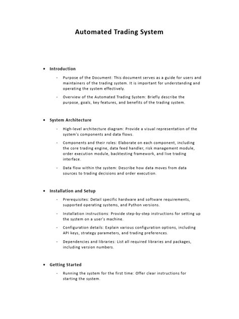 Automated Trading System Pdf System Algorithmic Trading