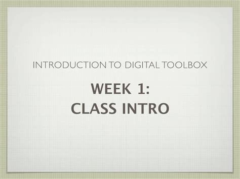 Week 1 Introduction Ppt