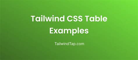 Tailwind Css Table Examples
