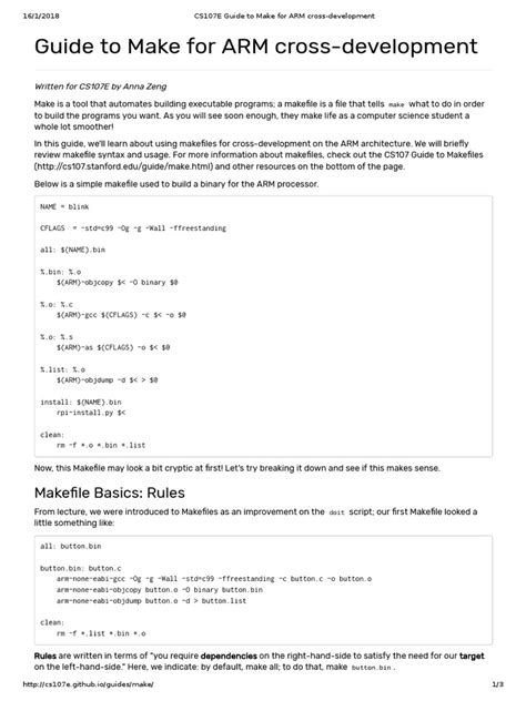 Guide To Make For Arm Cross Development Pdf Macro Computer Science