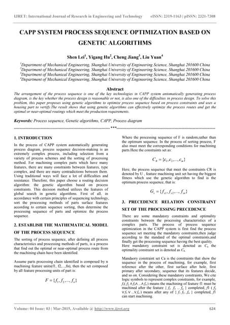 capp system process sequence optimization based on genetic algorithms pdf