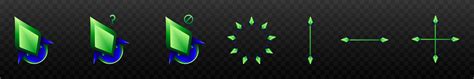 Green And Blue Colored Themed Custom Gaming Mouse Cursor Icons Set For Game Ui Designs Stock
