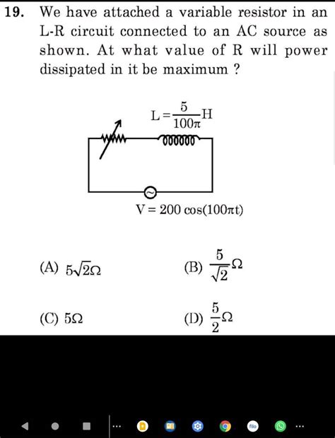 we have attached a variable resistor in an l r circuit connected to an a