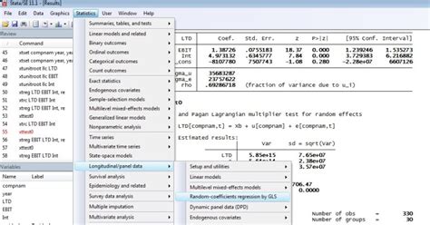 how to perform panel data regression for random effect model in stata