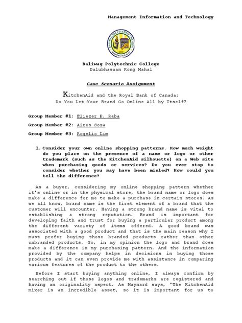 Mid Real World Case Scenario 1 Pdf Brand Online Shopping