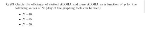 Solved Q 3 Graph The Efficiency Of Slotted Aloha And Pure