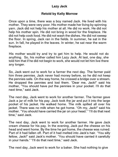 Lazy Jack Story 1 Pdf Laughter