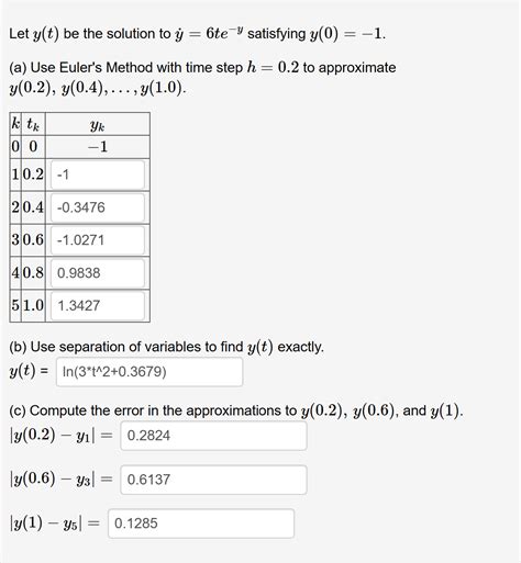 Solved Let Y T Be The Solution To Y Tey Satisfying Chegg Com