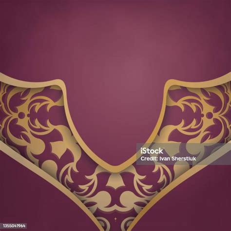 타이포그래피를 위해 준비된 만달라 골드 장식이 있는 템플릿 축하 플라이어 버건디 0명에 대한 스톡 벡터 아트 및 기타 이미지