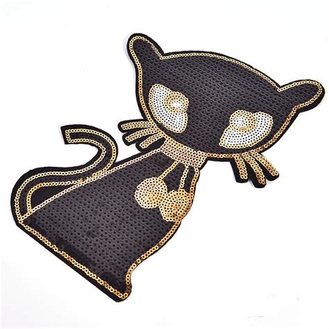 Buy Sequins Patch Sexy Pussy Cat Applique Embroidery Iron On Patch