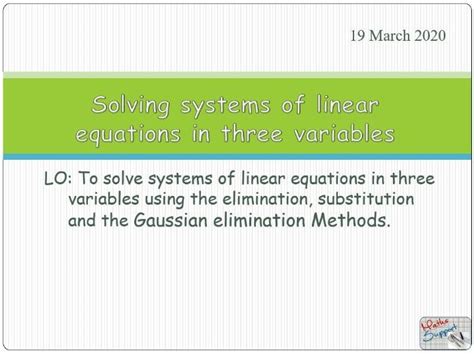 Solving System Of Linear Equations With Three Unknowns Teaching Resources