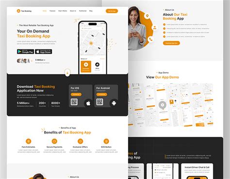 taxi booking app landing page cab booking website behance