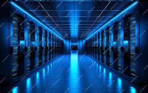 Premium Photo Data Server Racks Hub Room With Big Data Computer Center Blue Interior For