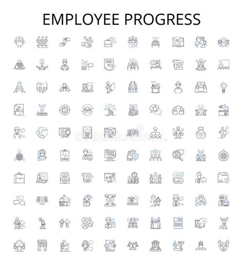Employee Progress Outline Icons Collection Employee Progress