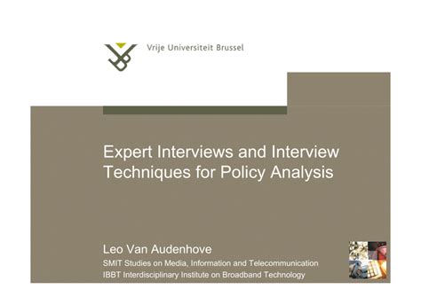 pdf expert interviews and interview techniques for policy analysis