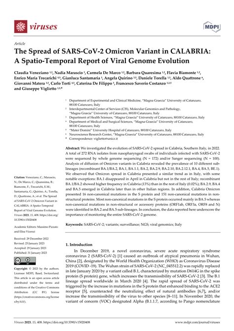 pdf the spread of sars cov 2 omicron variant in calabria a spatio