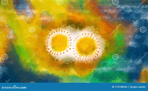 Two Bacteria Of Coronavirus Under Microscope Stock Illustration