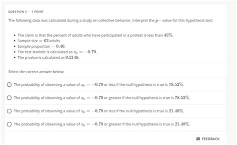 Solved Question 3 1 Point The Following Data Was