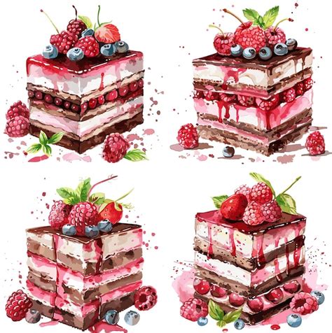 Aquarela Dlicieux Gteau Dopra Clipart Vetor Premium Gerado Com Ia