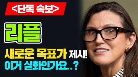 단독속보 리플 새로운 목표가 제시이거 실화인가요 리플 리플전망 리플코인 리플코인전망 Youtube