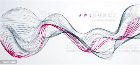 파 입자 흐름 모션에서 효과 소리 동적 벡터 추상적인 배경입니다 3d 모양 혼합된 메쉬 벽지를 휴식 하는 미래 기술 점 물이 튀는에 대한 스톡 벡터 아트 및 기타 이미지