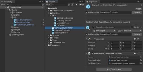 Unity Single Scene Architecture Gameover