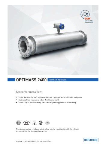 Optimass 7400 Krohne Pdf Catalogs Documentation Boating Brochures
