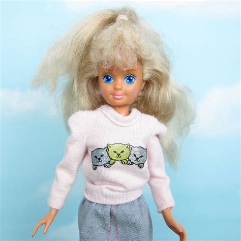 Denim Fun Skipper Vintage 1989 Barbie Doll Brown Eyed Rose