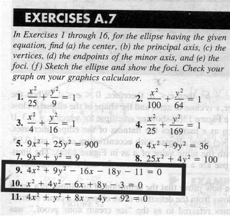 Solved Exercises A7 In Exercises Through 16 For The Ellipse Having