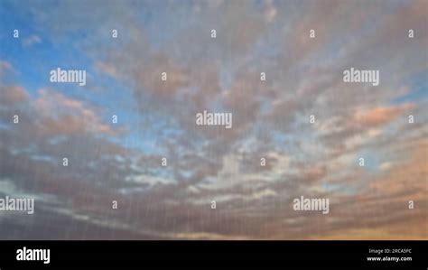 Stroung Rainfall On Sky With Clouds Cute Weather Background Photo