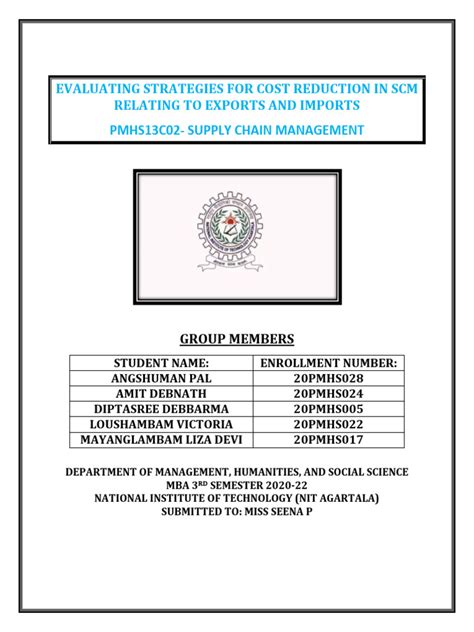 Evaluating Strategies For Cost Reduction In Scm Relating To Exports And Imports Pdf Supply