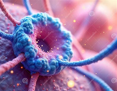 Colorful Cell Representation Shows Complex Structure Purple Blue Blob Represents Cell Pink Colorful Cell Representation Shows Complex Structure Purple Blue Blob Represents Cell Pink