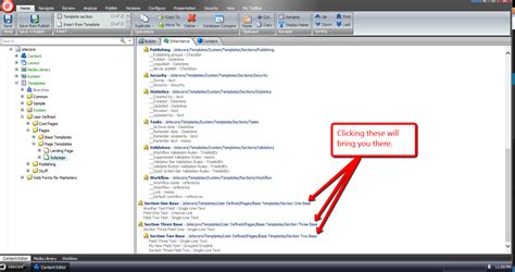 navigate to base templates of a template using a sitecore command