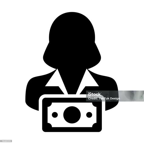 플랫 컬러 문양 그림에서 돈 기호 투자 아이콘 벡터 여성 사용자 사람 프로필 아바타 감독에 대한 스톡 벡터 아트 및 기타 이미지 감독 검은색 고객 Istock