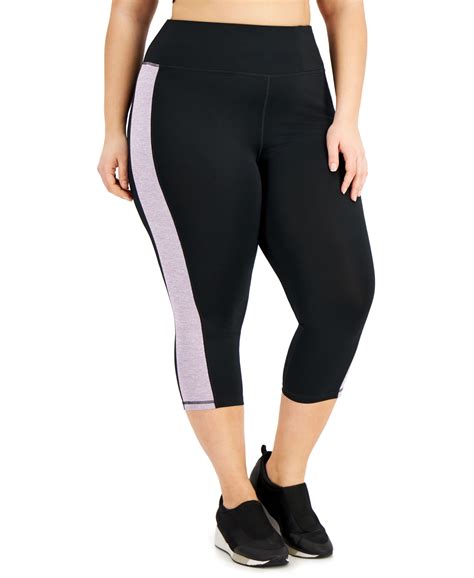 Id Ideology Plus Size Colorblocked Capri Leggings Noir Rhapsody 1x