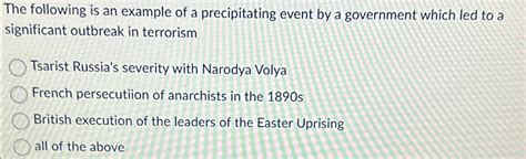Solved The Following Is An Example Of A Precipitating Event