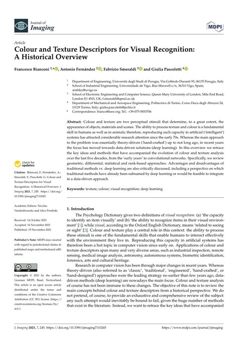 pdf colour and texture descriptors for visual recognition a