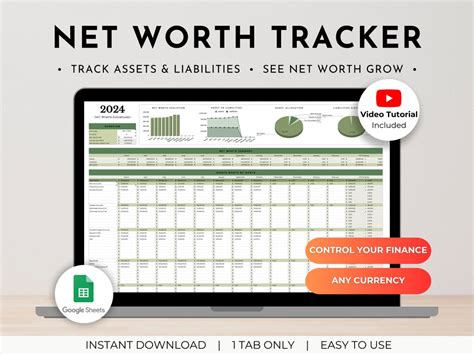 Net Worth Tracker Spreadsheet Net Worth Dashboard Google Sheets Asset Liability Calculator