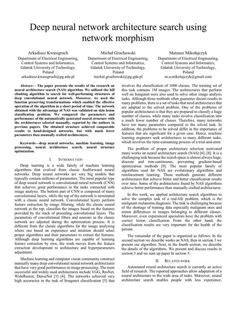 Pdf Deep Neural Network Architecture Search Using Network Morphism